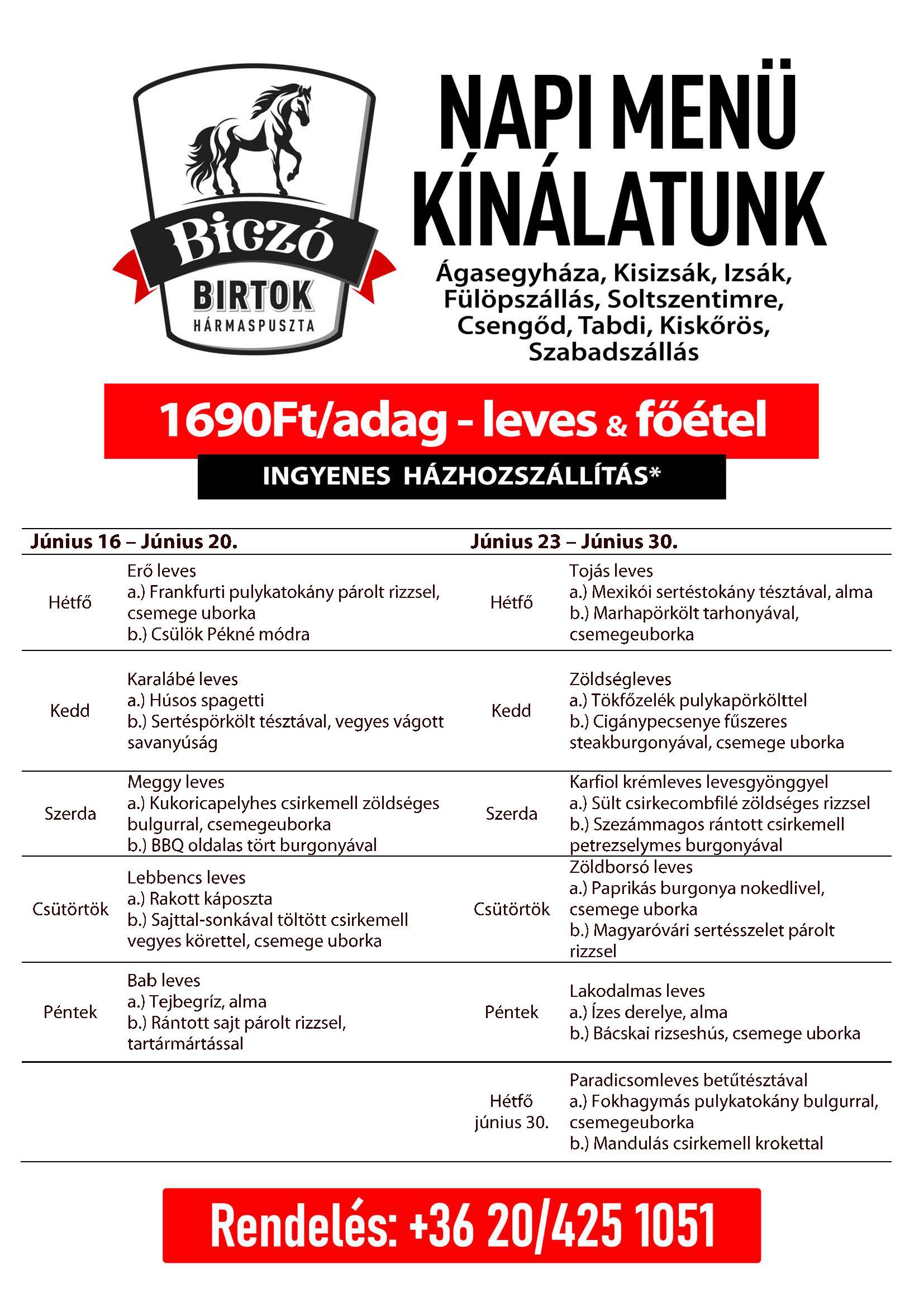 napi menü | Biczó Csárda & Lovaspanzió